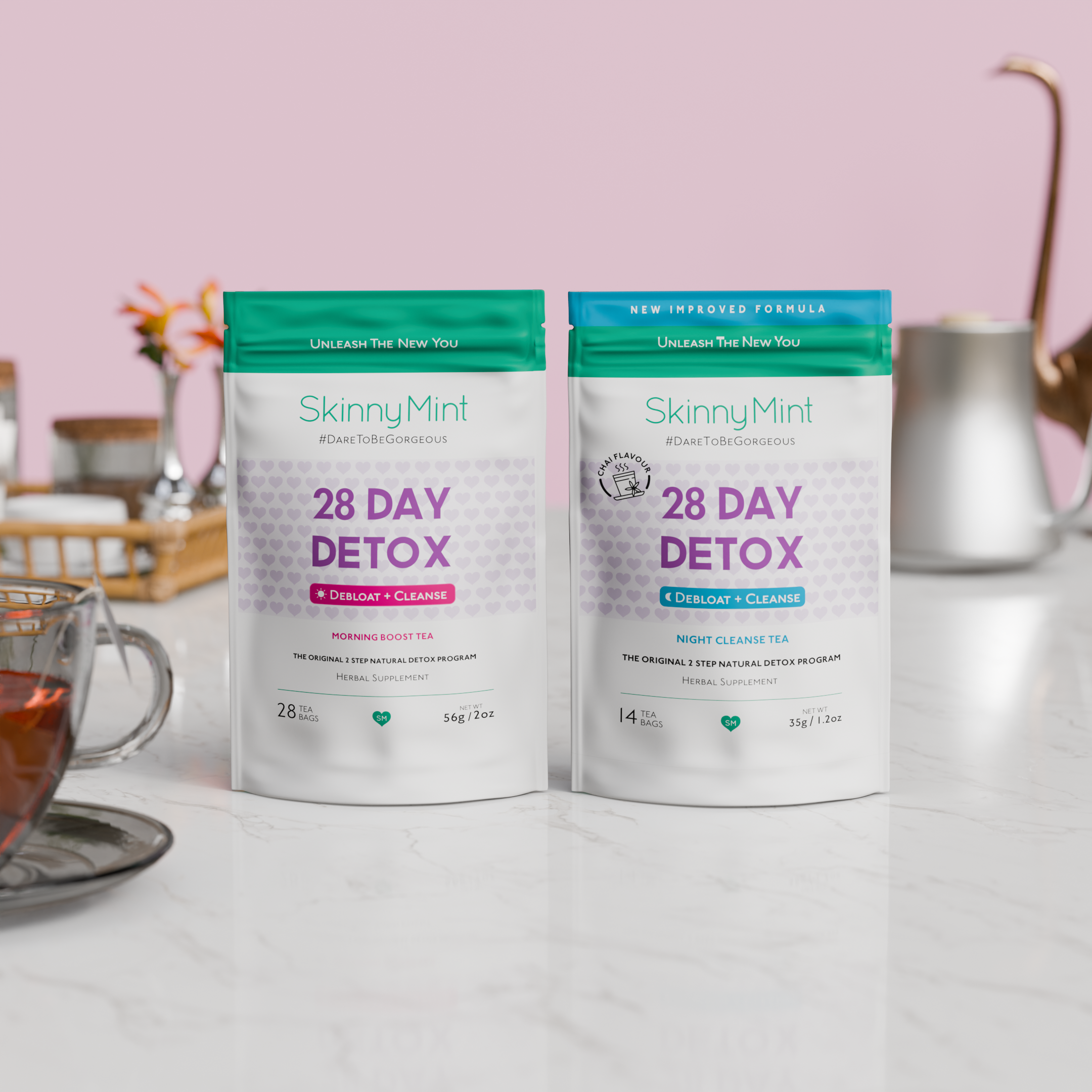 28 Day Ultimate Teatox: Cleanse & Debloat Tea - SkinnyMint, 28 Day Program